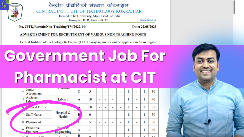 Government Job For Pharmacist at Central Institute of Technology ...